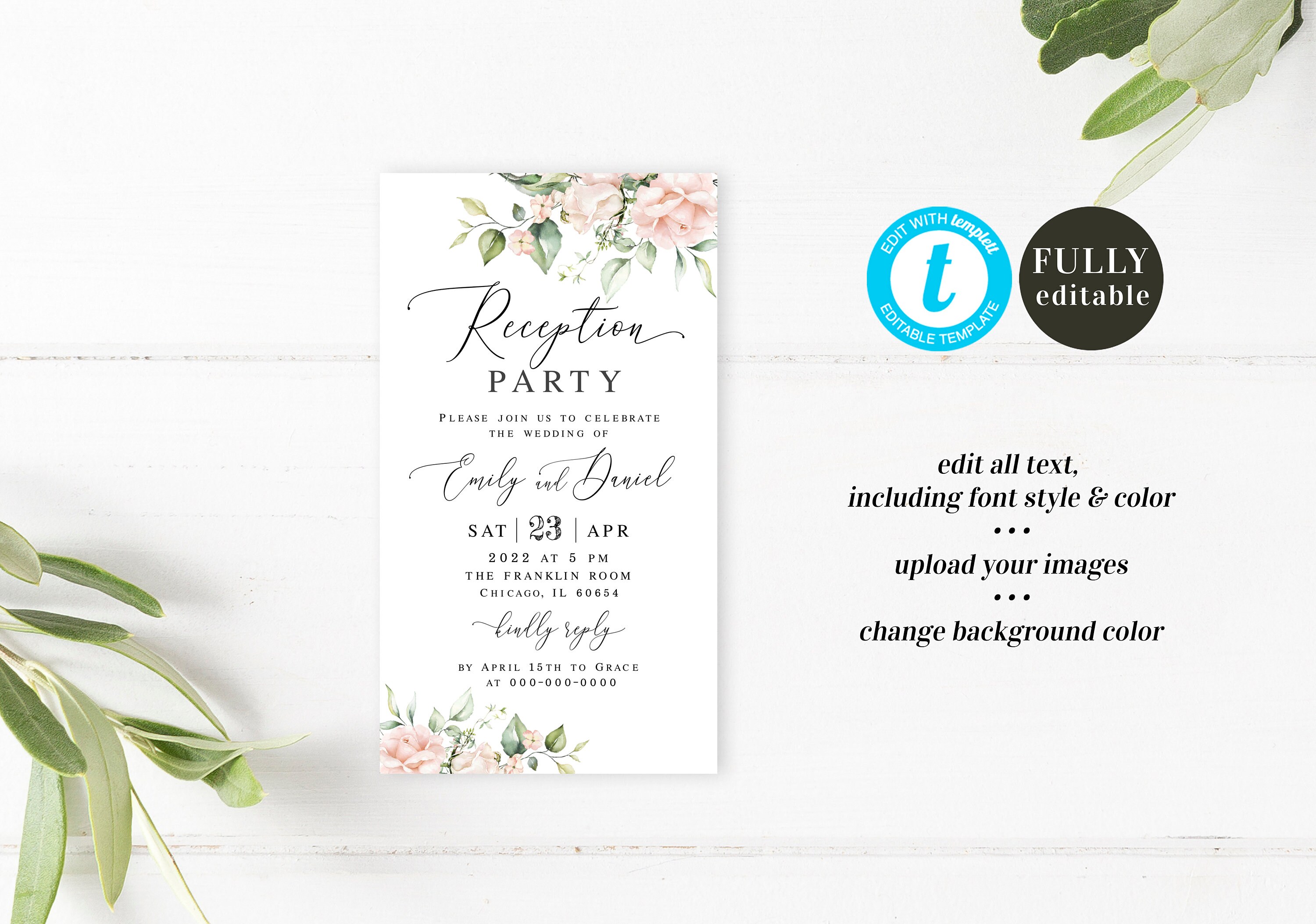 Electronic Reception Party Invitation Template Text Message - Etsy
