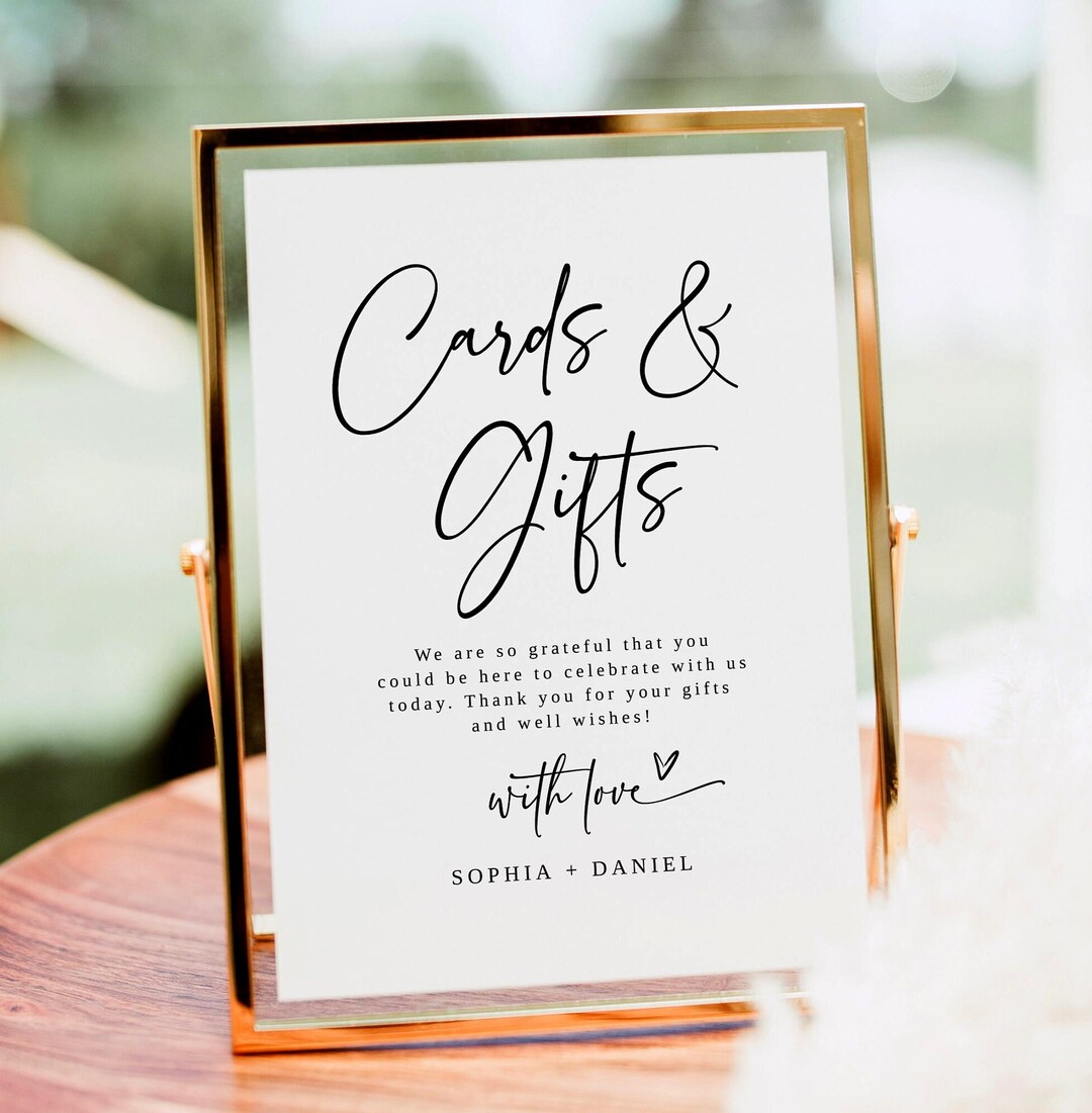 Minimalist Wedding Cards and Gifts Sign Customizable Template Gift ...