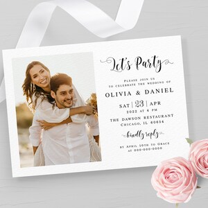 Photo Invitation Template Fully Editable Modern Photo Invite Lets Party ...
