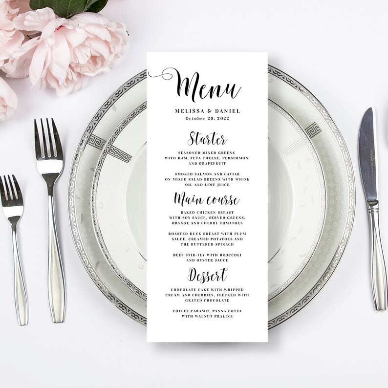 Wedding Menu Template Printable Fully Editable Template - Etsy