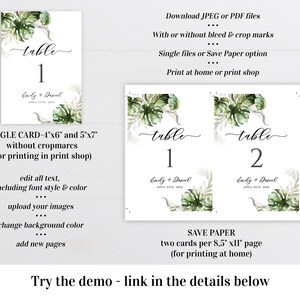 Greenery Table Numbers Template Editable Editable Number Cards - Etsy
