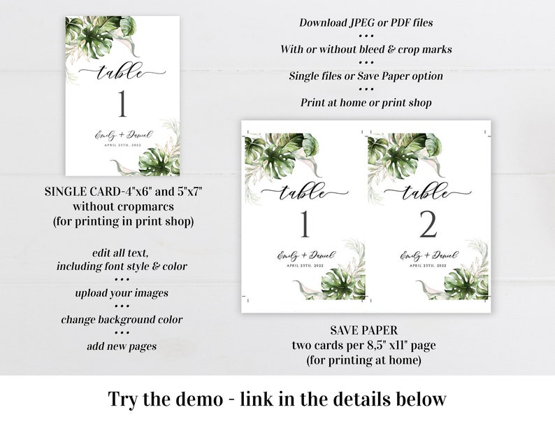 Greenery Table Numbers Template Editable Editable Number Cards - Etsy