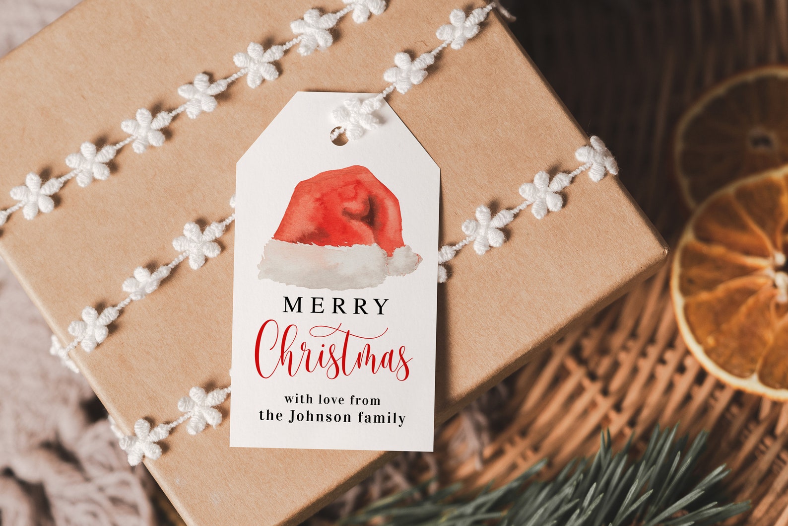 Santa Hat Gift Tag Editable Template Christmas Gift Tag - Etsy