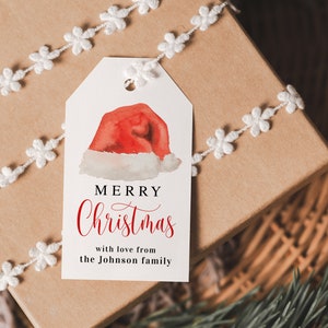 Santa Hat Gift Tag Editable Template Christmas Gift Tag Printable ...