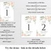 Floral Table Numbers Editable Template Printable Table Card Pink Roses ...