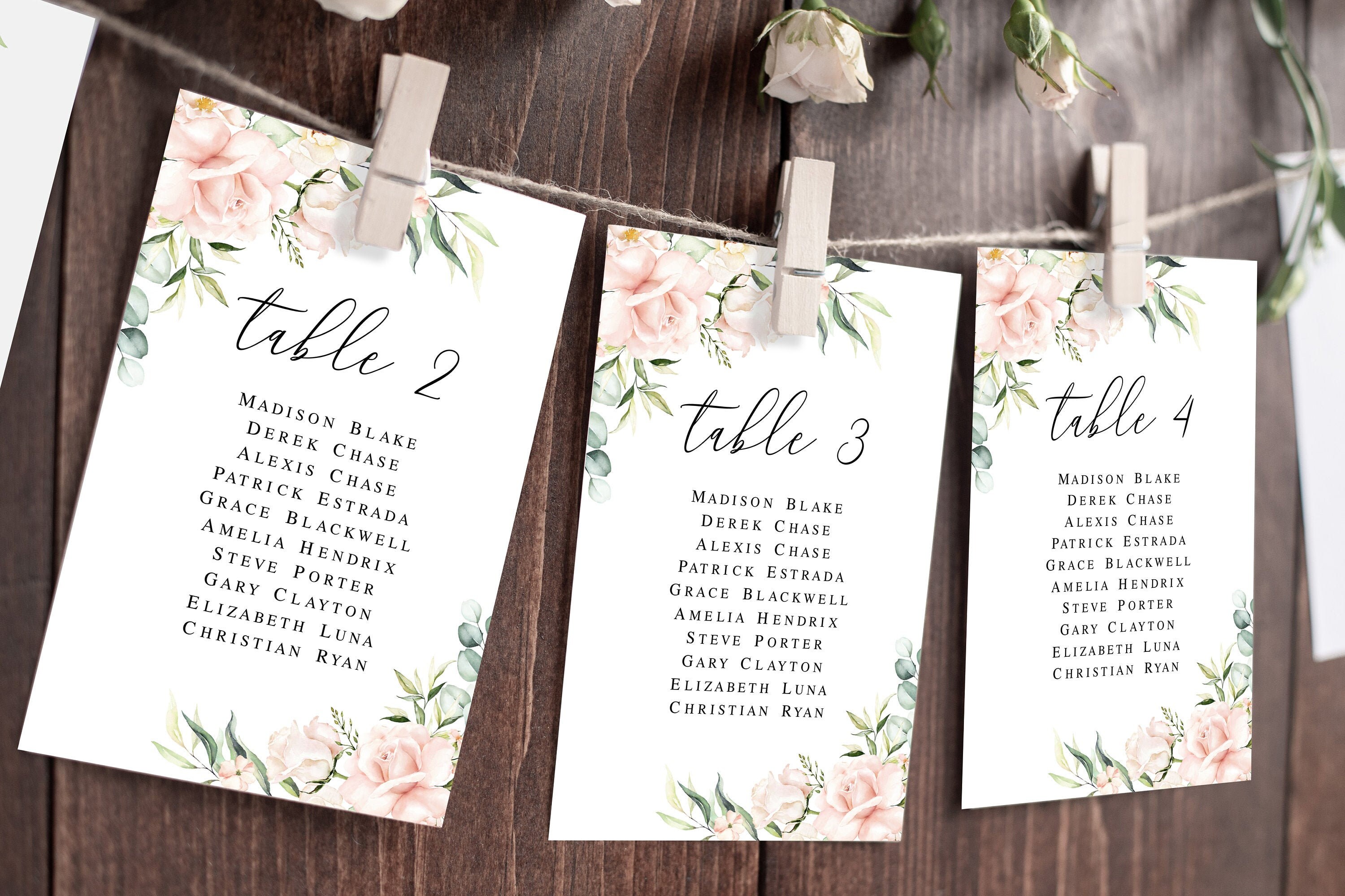 Seating Plan Printable Floral Seating Chart Cards Self-editing - Etsy ...