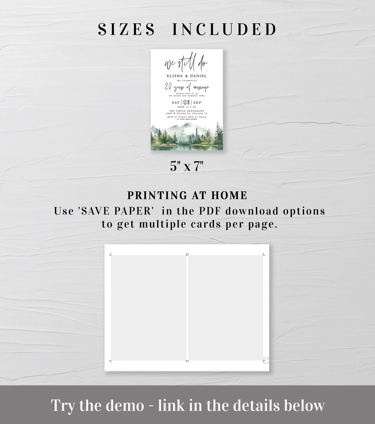 Mountains Wedding Vow Renewal Invitation Lake Forest Design ...