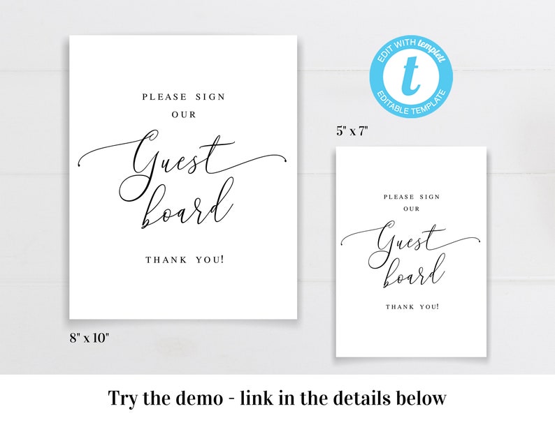 Please Sign Our Guest Board Sign Editable Template Wedding | Etsy