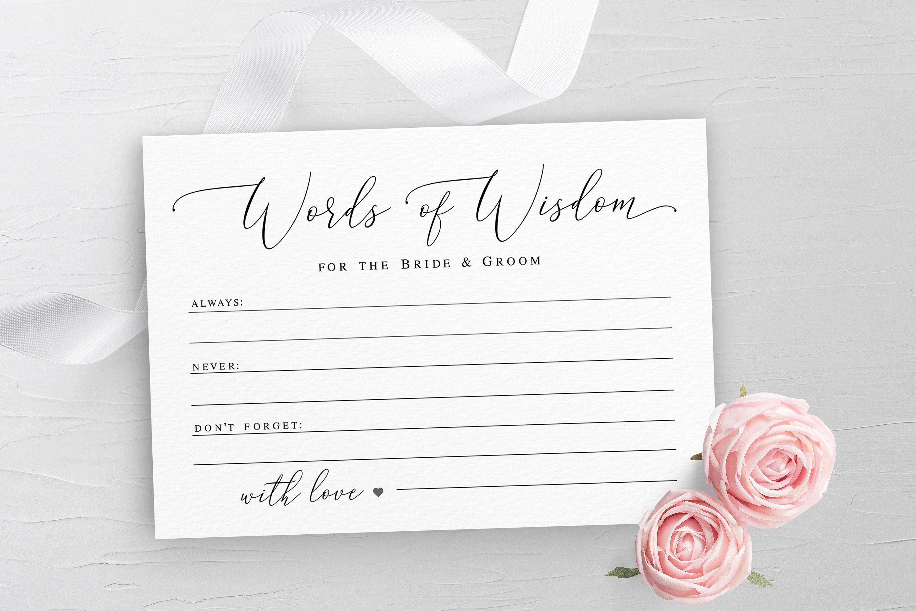 Words of Wisdom Card Template Fully Editable Wedding Advice - Etsy