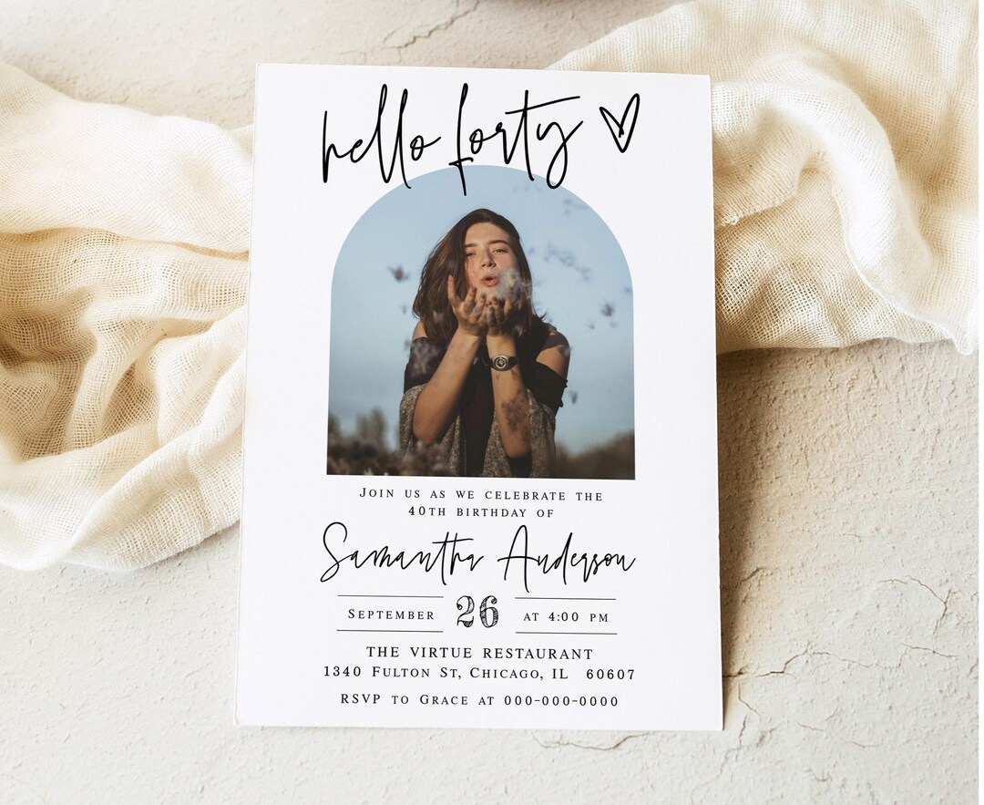 Modern Birthday Invitation Template Printable Photo Invite Any Age ...