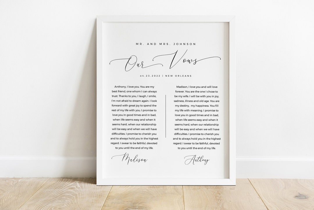 Wedding Vows Keepsake Editable Wedding Vows Wedding Vows Sign Printable ...