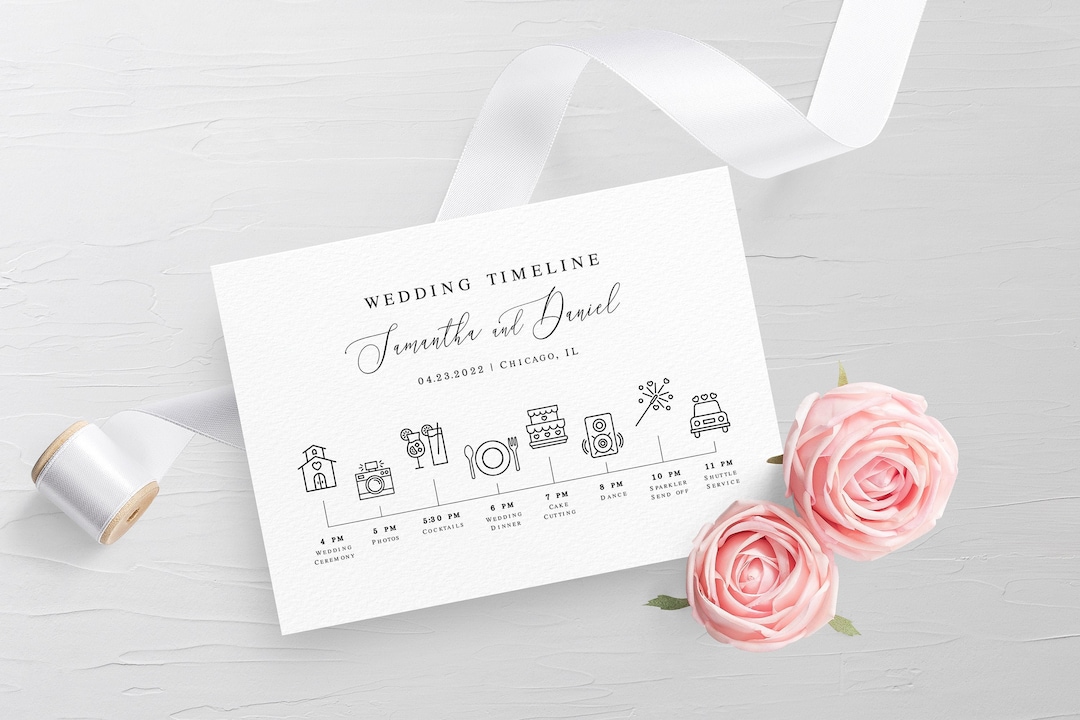 Simple Wedding Timeline Template Printable Editable Itinerary Order of ...