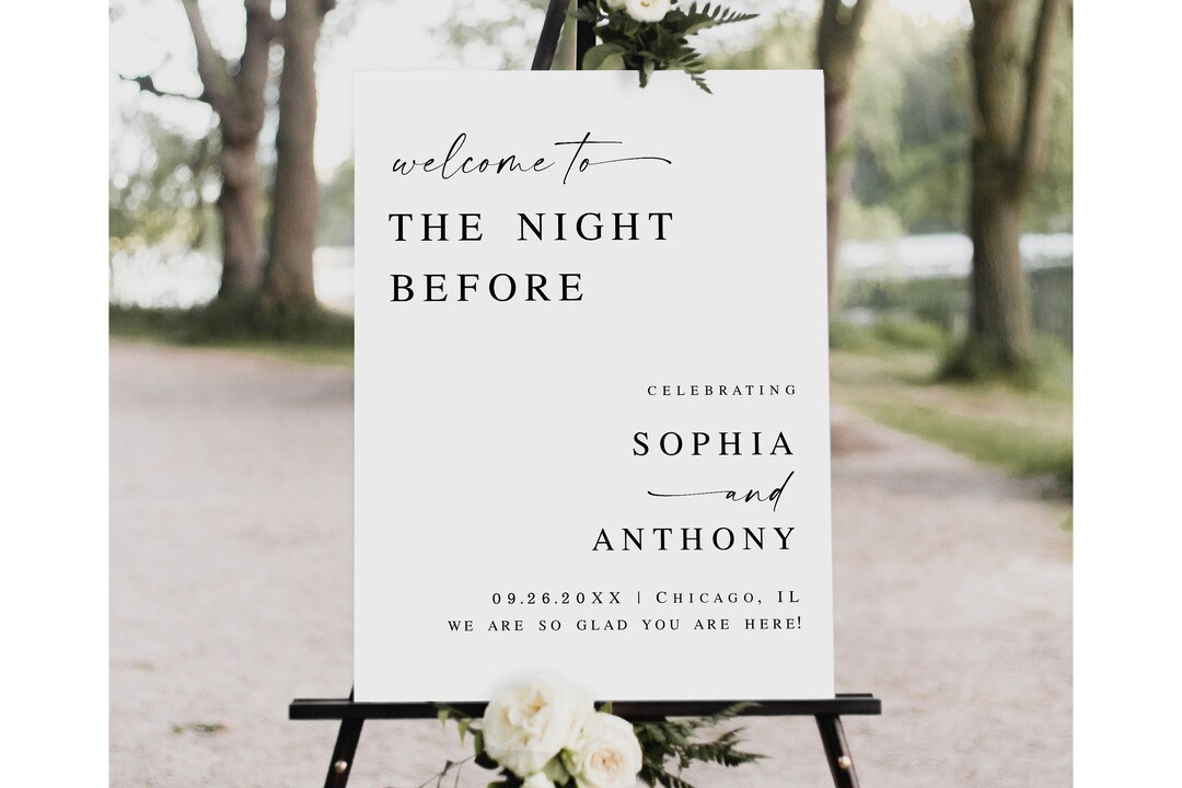 The Night Before Welcome Sign Template Editable Minimalist - Etsy