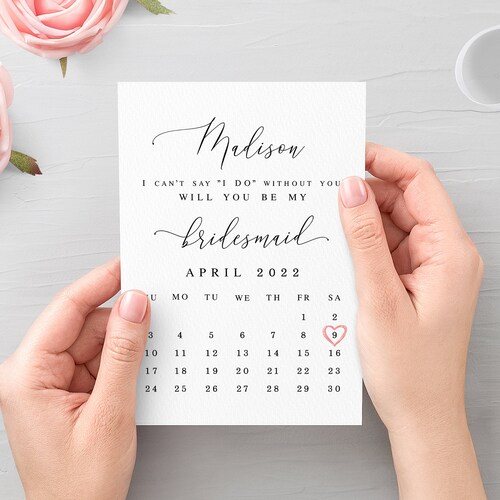 Printable Calendar Proposal Card Template Will You Be My - Etsy