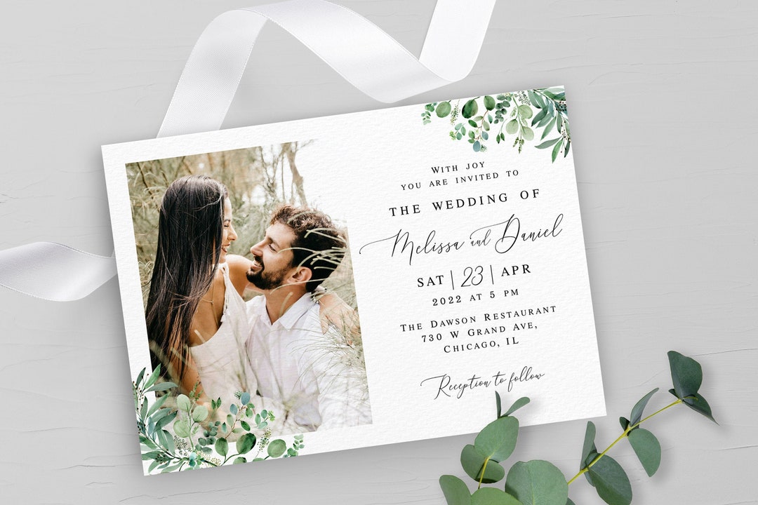 Photo Invitation Template Editable Invite With Picture Eucalyptus ...