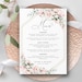 Pink Flowers Menu Template Printable Editable Floral Menu Printable ...