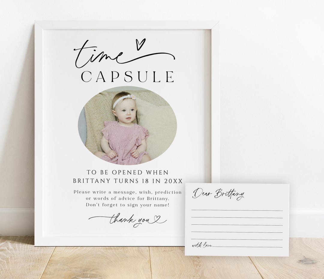 Modern Time Capsule Template Editable Time Capsule Cards Baby Shower ...