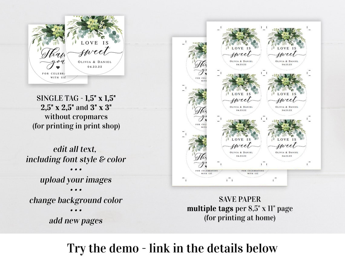 Cupcake Topper Labels Greenery Round Gift Tag Editable - Etsy