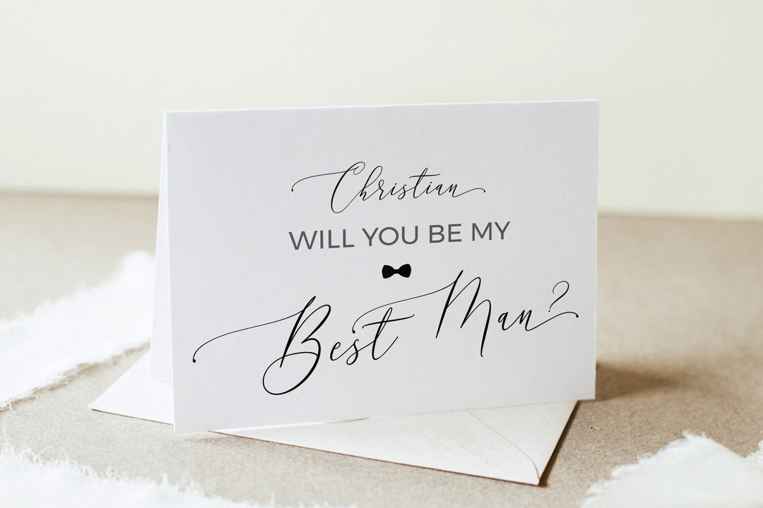 Will You Be My Best Man Card Template Editable Modern Proposal Card ...