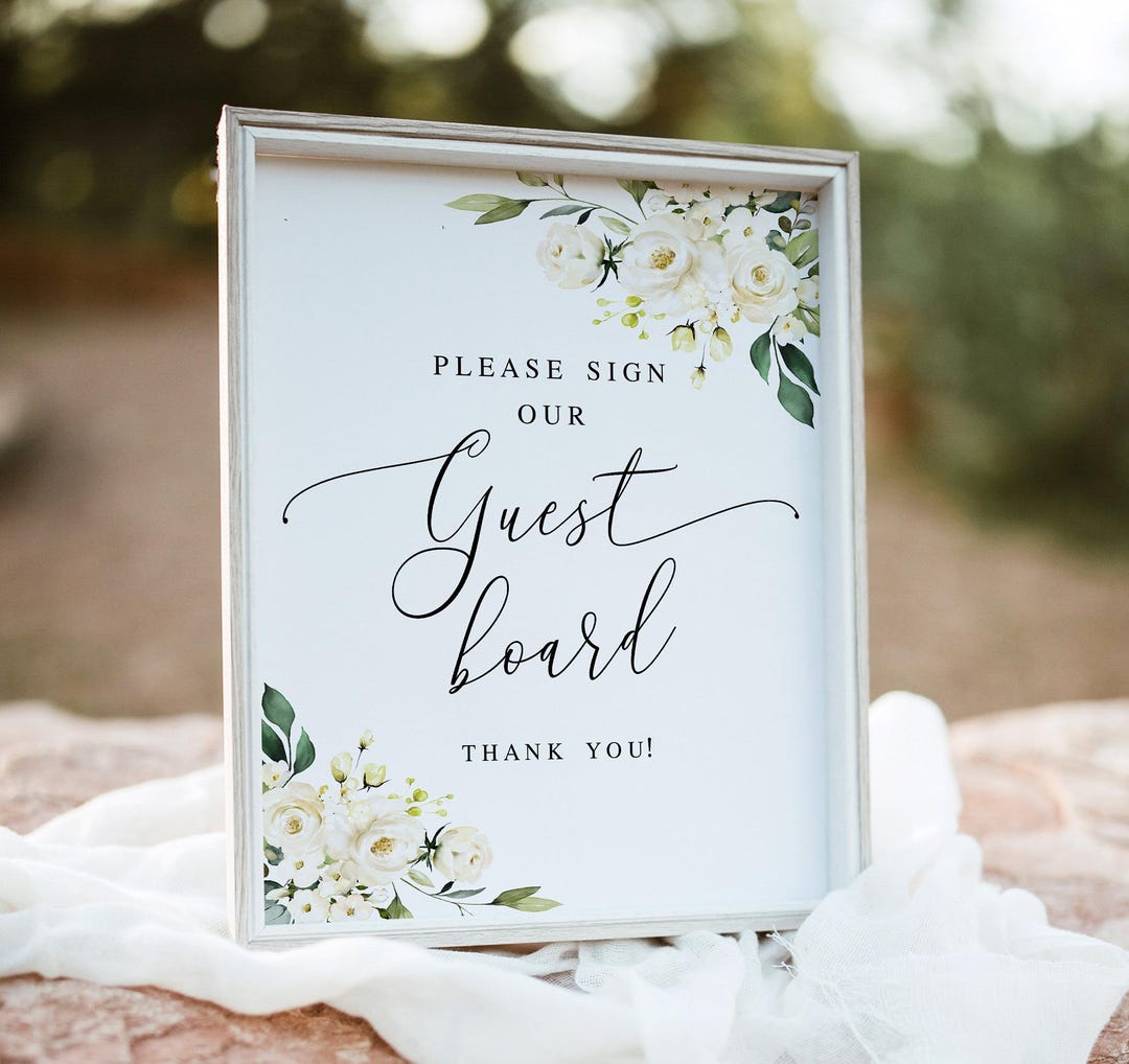 Wedding Guest Board Sign Template Wedding Guest Book Alternative White ...