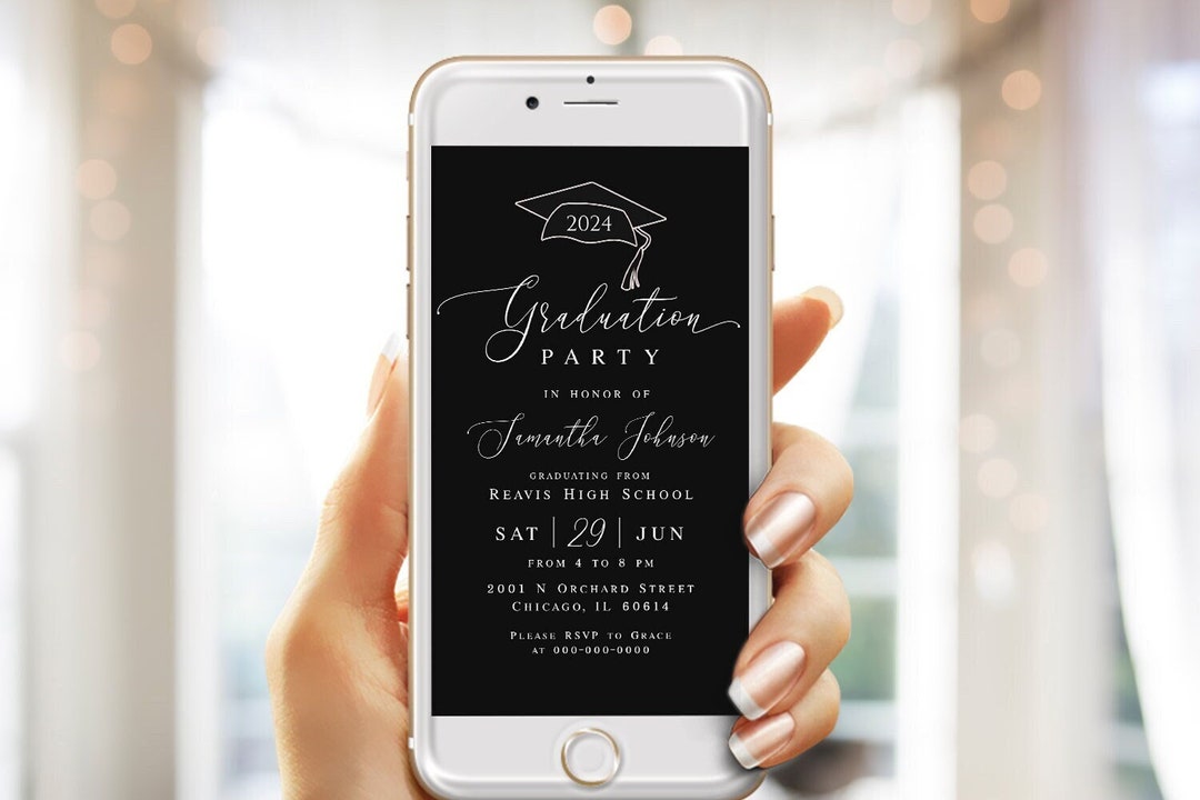 Electronic Graduation Invitation Editable Template College Grad ...