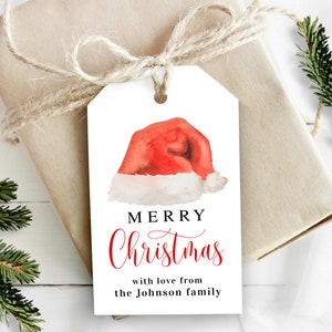 Santa Hat Gift Tag Editable Template Christmas Gift Tag - Etsy