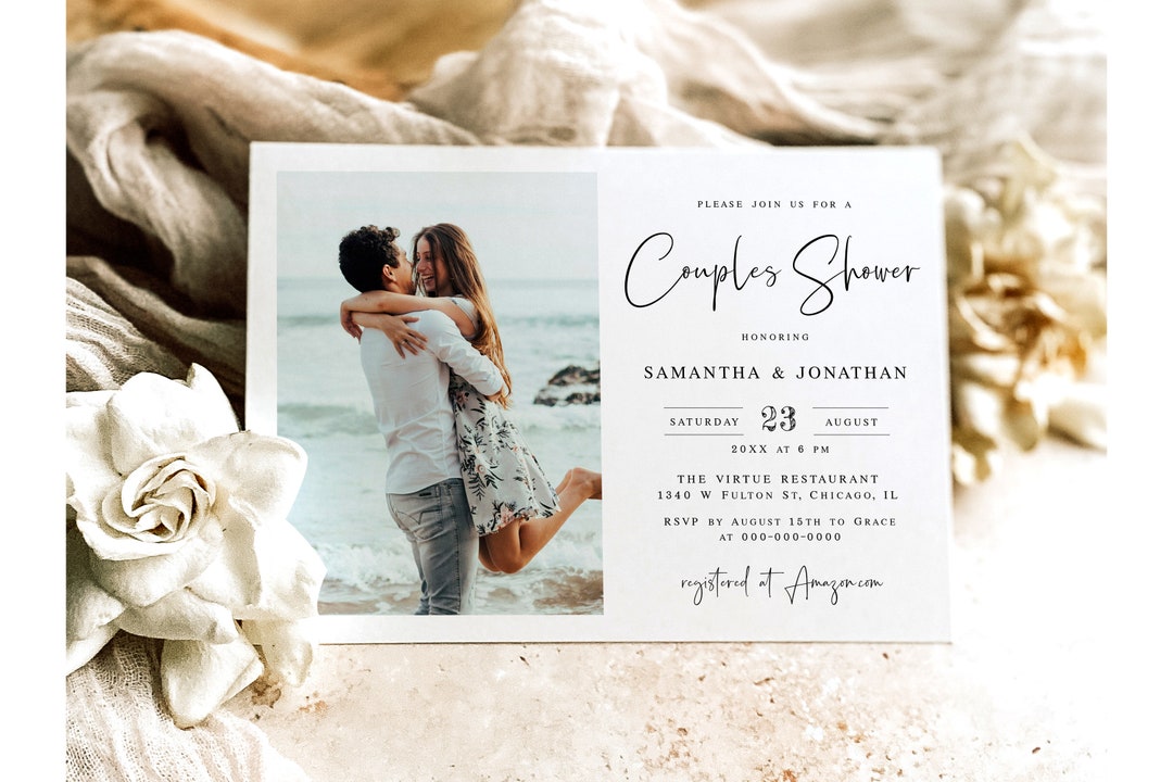 Couples Shower Invitation Template Editable Invite With Picture Wedding ...