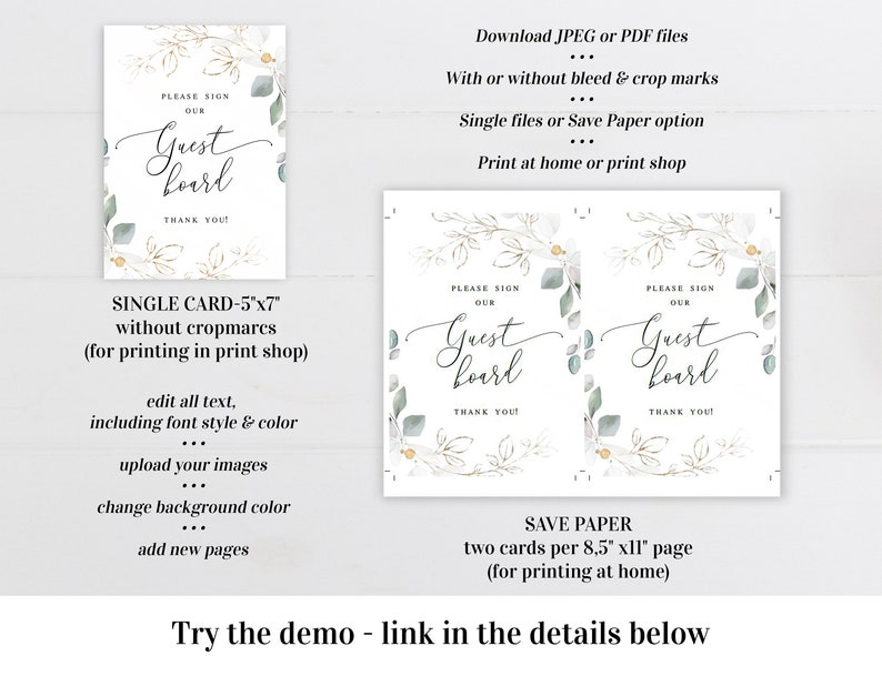 Guest Board Sign Printable Editable Template Wedding Guest - Etsy