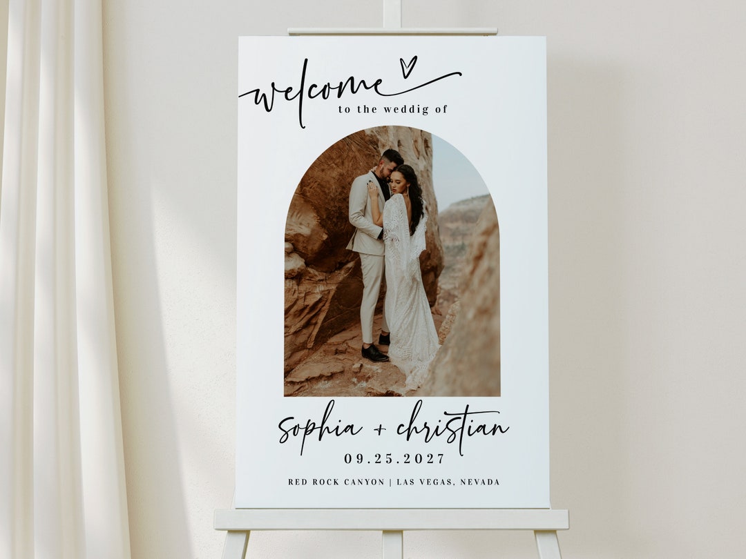 Minimalist Welcome Sign Template Editable Sign Modern Photo Wedding ...