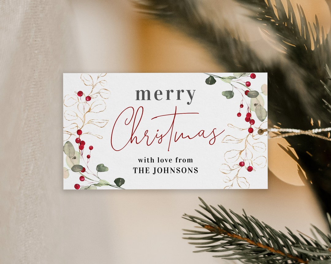 Merry Christmas Tag Template Landscape Christmas Gift Tag Happy ...