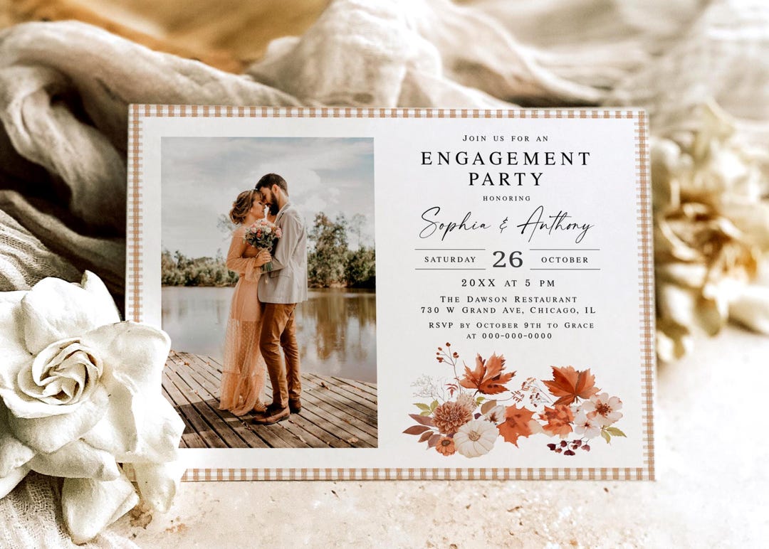 Rustic Fall Engagement Party Invitation Template Editable Invite With ...