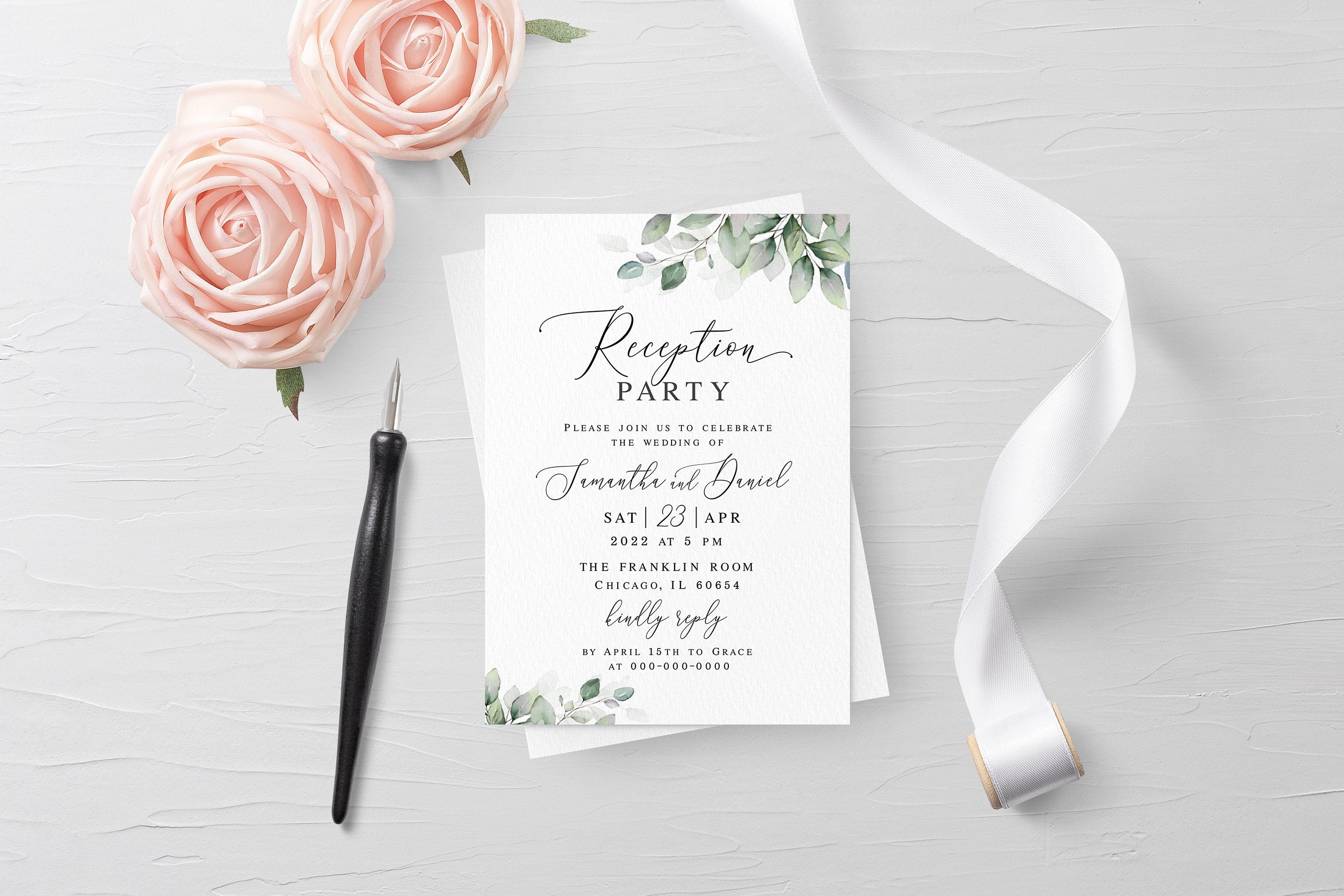 Reception Party Invitation Template Editable Elopement Invite - Etsy