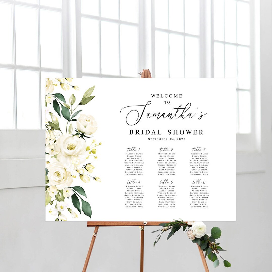 Small Seating Chart Template Edit With TEMPLETT Welcome Bridal Shower ...