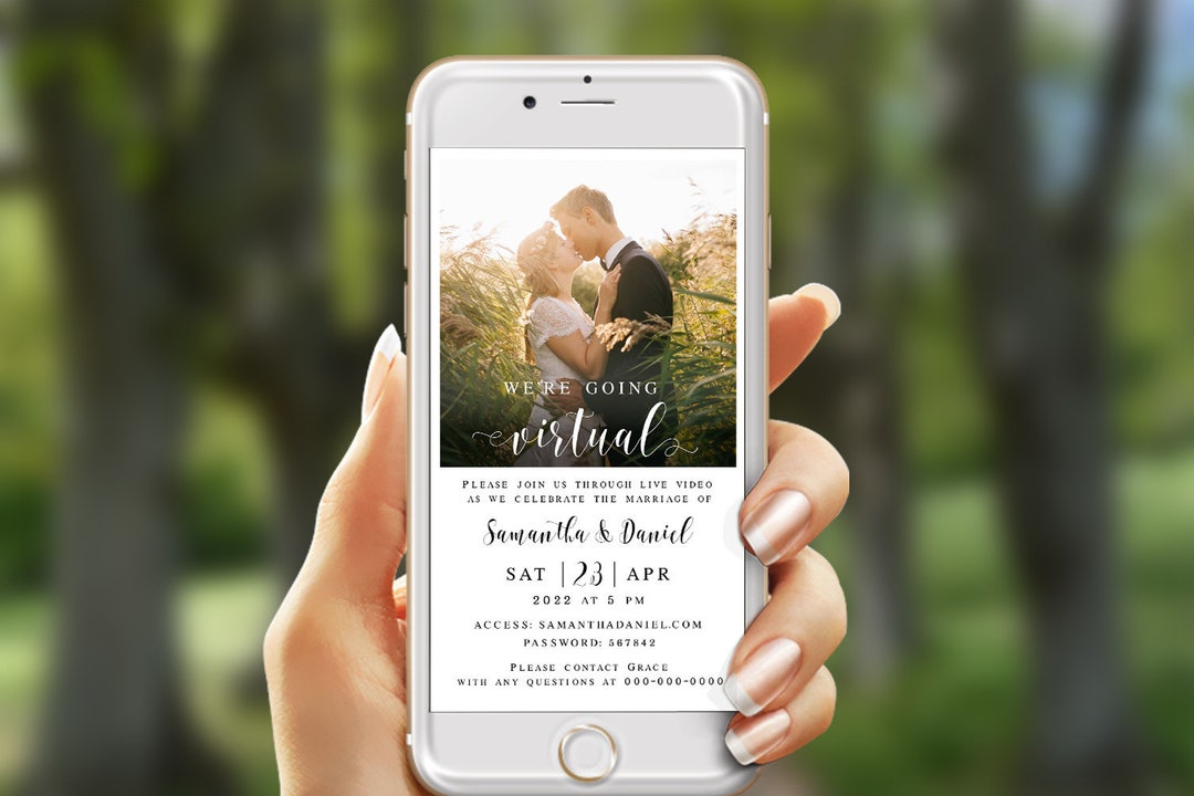 Virtual Wedding Invitation Editable Template Electronic Photo Invite ...