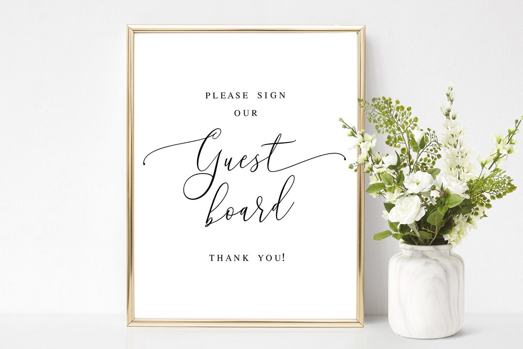 Please Sign Our Guest Board Sign Printable Elegant Wedding Signs ...