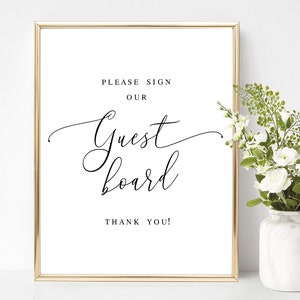 Please Sign Our Guest Board Sign Printable Elegant Wedding Signs ...