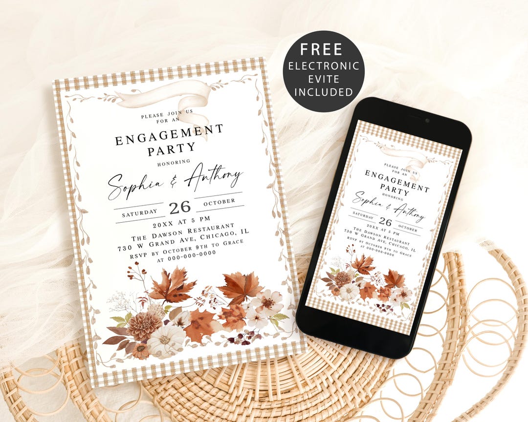 Rustic Fall Engagement Party Invitation Template Customizable Invite ...