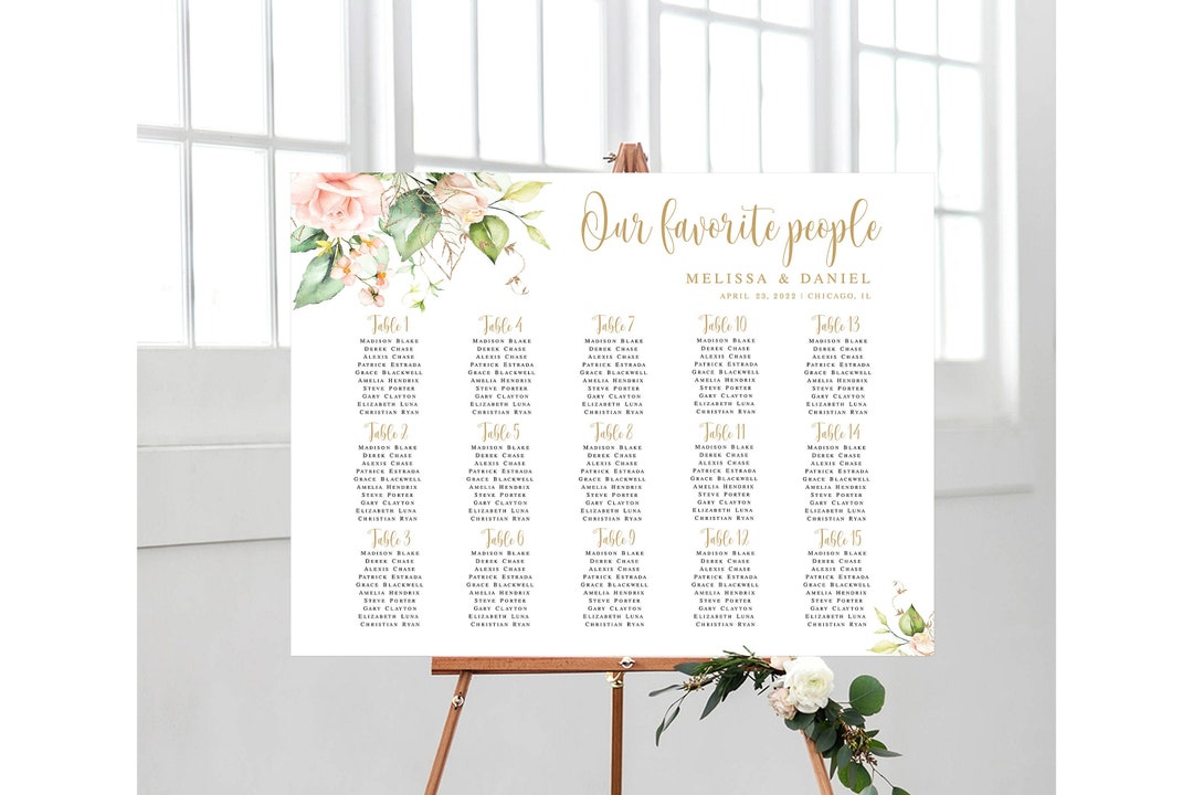 Floral Seating Chart Edit With TEMPLETT Our Favorite People - Etsy