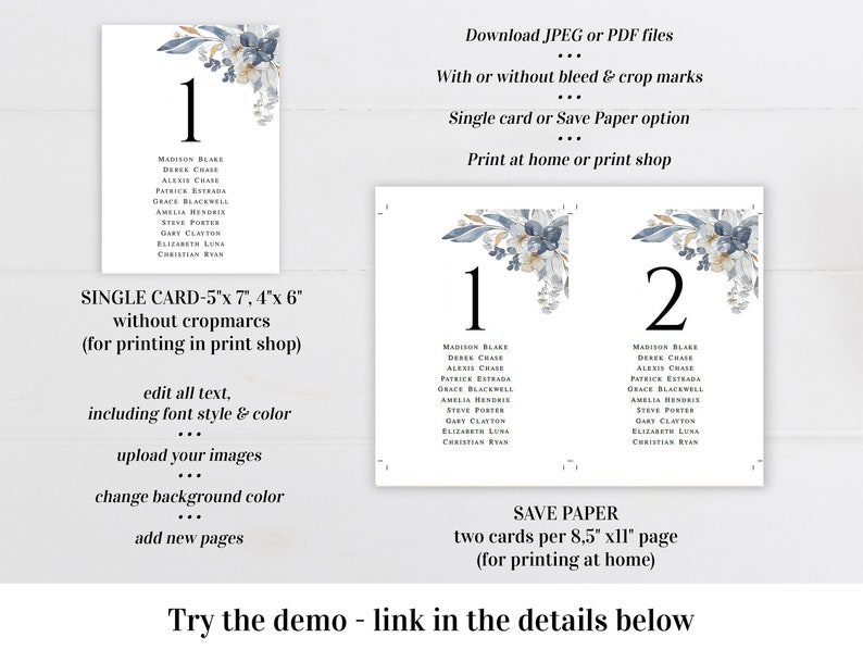 Seating Plan Printable Seating Chart Cards Editable Template - Etsy
