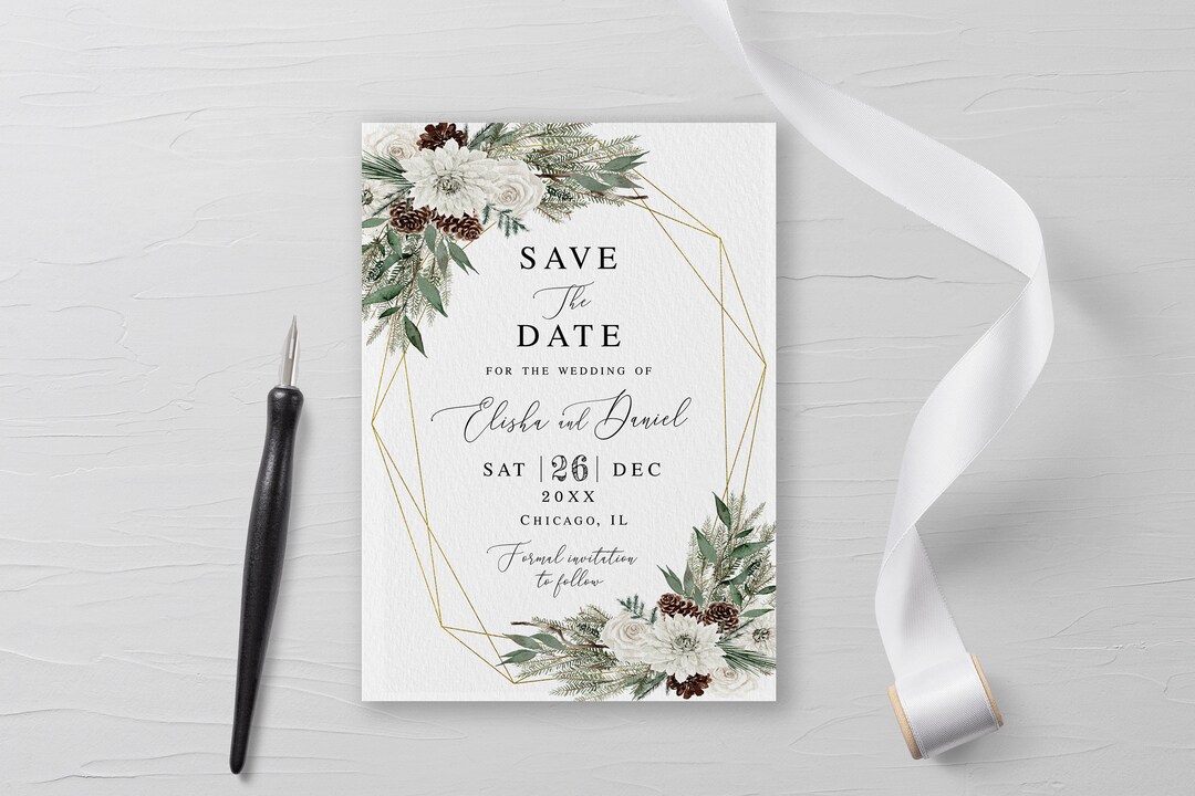Winter Save the Date Template Printable Editable Boho Wedding - Etsy