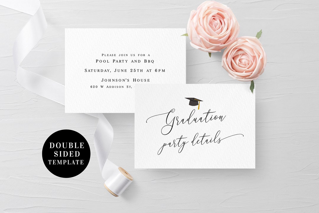 Graduation Party Details Card Template Printable Invite Enclosure Grad ...