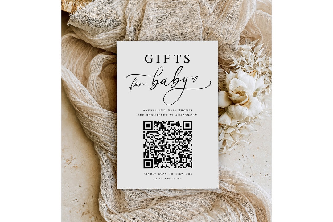 Baby Shower Registry Card With QR Code Editable Gift Registry Card Baby ...