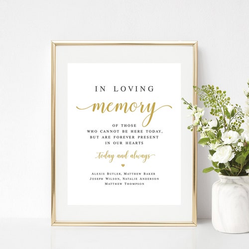 In Loving Memory Sign Printable Remembrance Sign Custom - Etsy