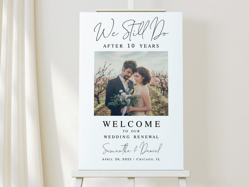 Modern Wedding Vow Renewal Welcome Sign With Photo Customizable ...
