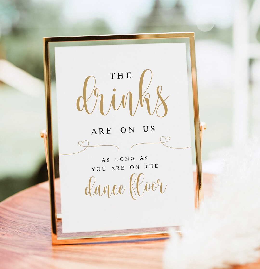 Wedding Open Bar Sign Printable Editable Sign Template Drinks on Us ...