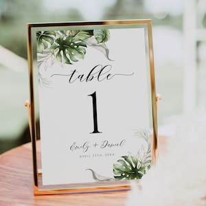 Greenery Table Numbers Template Editable Table Numbers Cards Printable ...