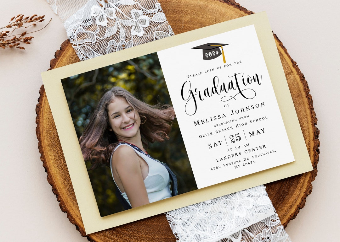 Photo Graduation Invitation Template Printable Editable Invite With ...
