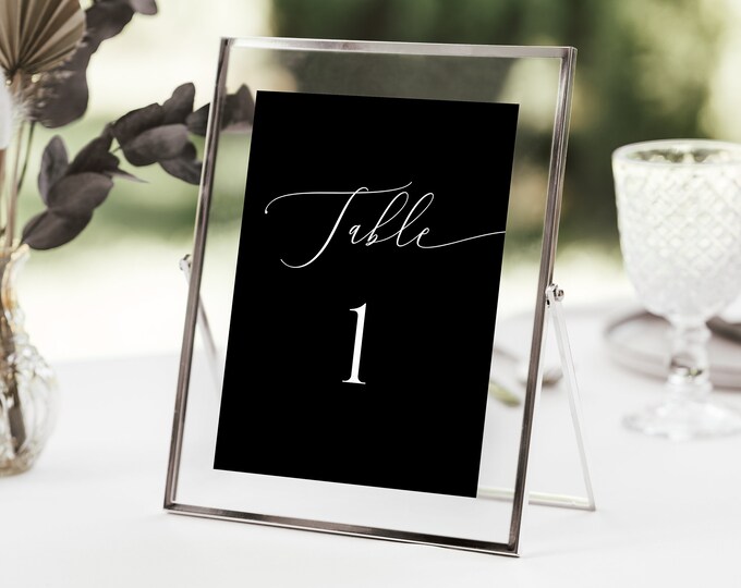Printable Black Table Numbers, Wedding Table Numbers 1-50 - Etsy