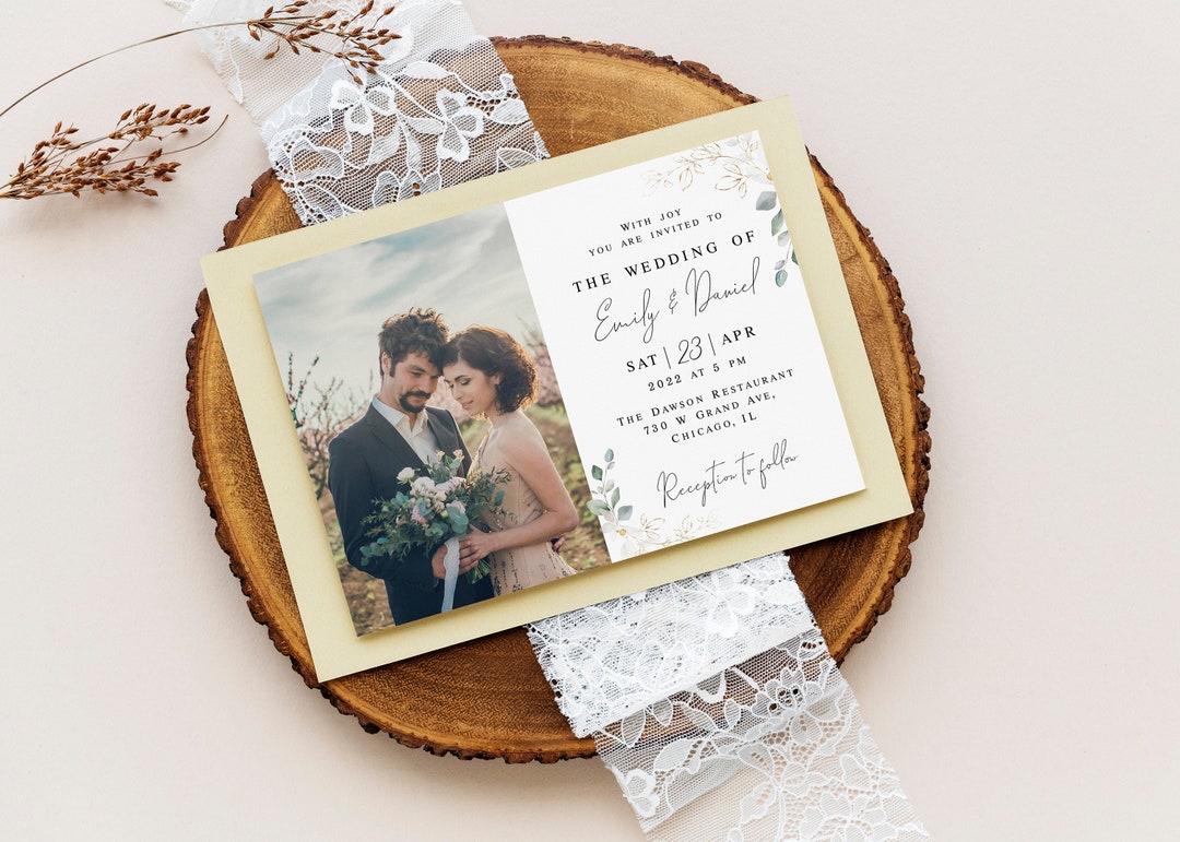 Photo Wedding Invitation Template Self-editable Modern Photo Invite ...