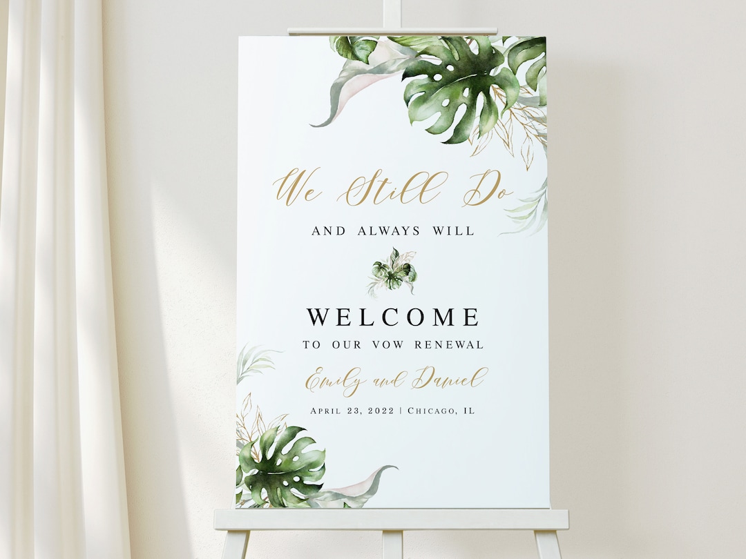 Tropical We Still Do Welcome Sign Editable Greenery Welcome Sign ...